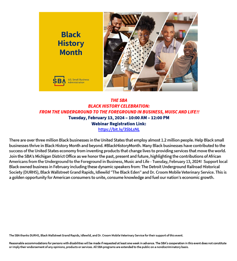 SBA Black History Virtual Celebration - Great Lakes WBC