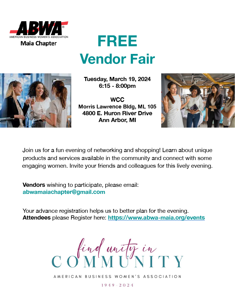 ABWA Maia Chapter Vendor Fair - Great Lakes WBC